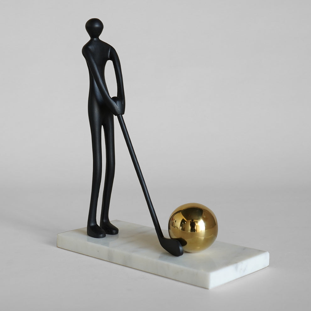 Modern Golf Man Aluminium & Marble Sculpture for Living Room – Luxury ...