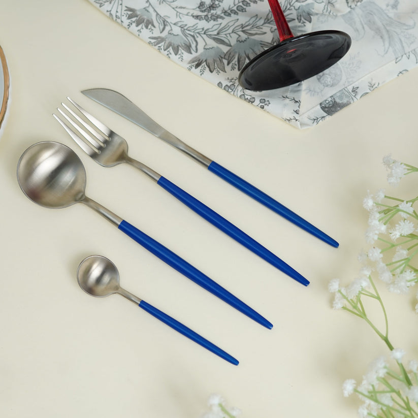 Nordic Dinner Blue Silver Cutlery (Set of 24 pieces) – The Decor Circle