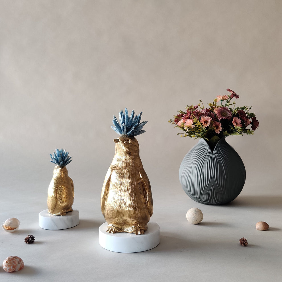 Emperor Penguin Brass Statues | Crystal Figurines – The Decor Circle