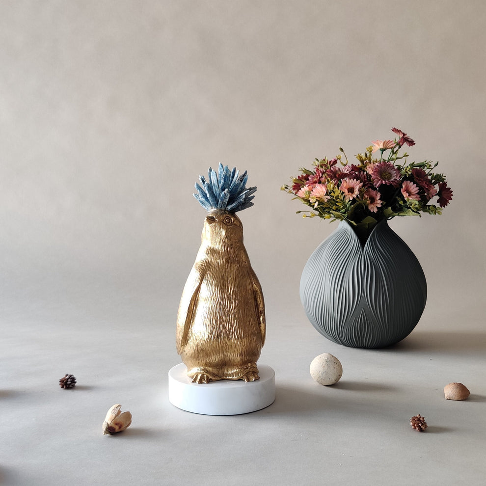 Emperor Penguin Brass Statues | Crystal Figurines – The Decor Circle